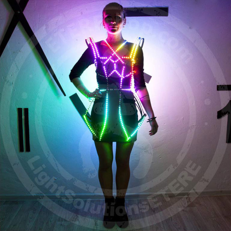 Rave LED light up Cage dress outfit - by Etereshop
