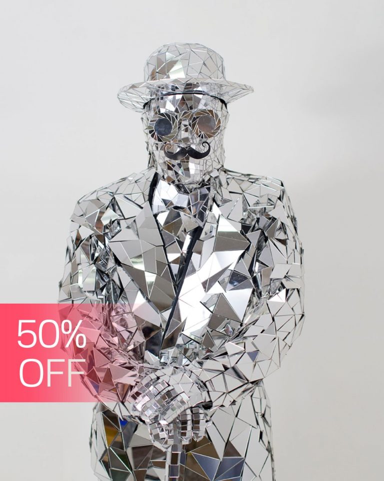 Silver Mirror man suit - mirror clothing for public performance, ETERE