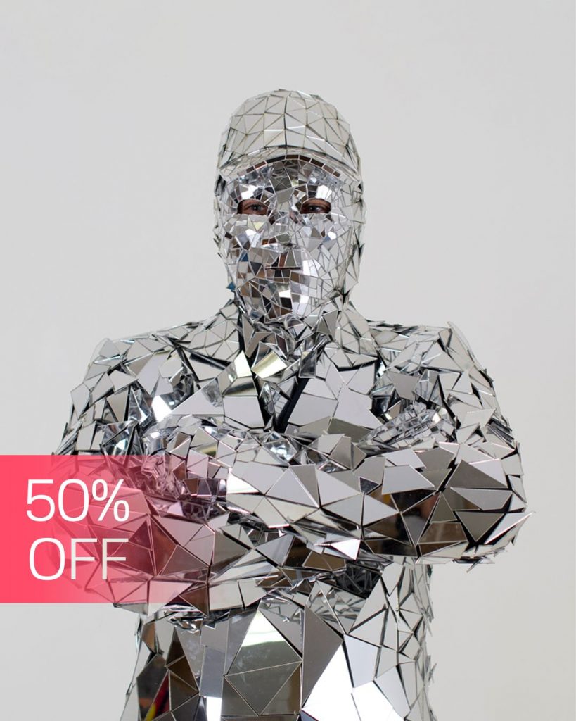 Mirror man dance costume with cap for performances - by ETERESHOP