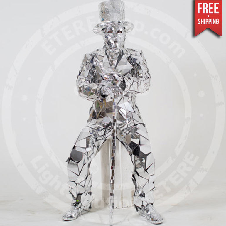 Mirror suit with cylinder - Human statue for live show - by ETERESHOP