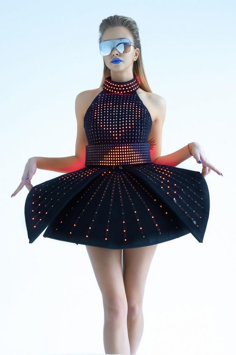 Fashion black LED light up dress EVA for festival - by ETERESHOP