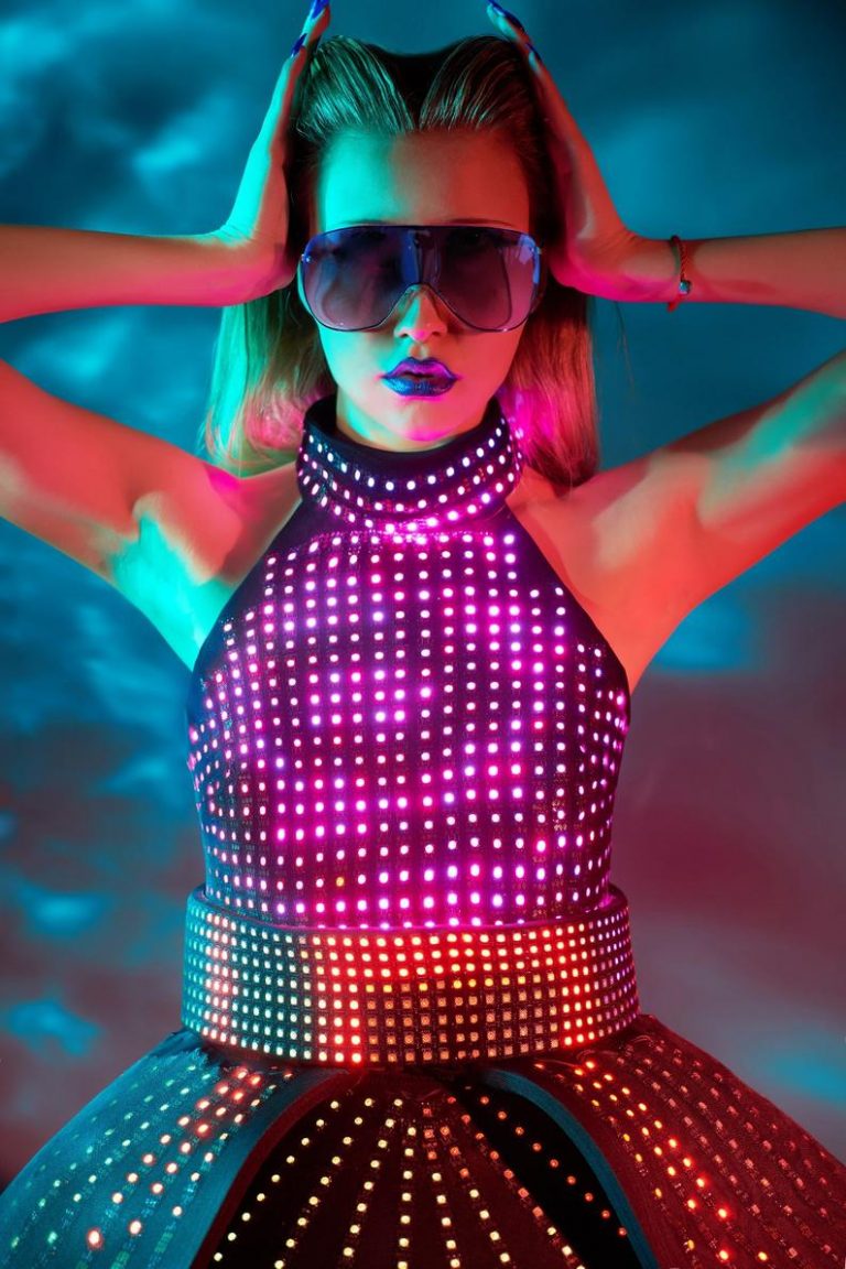 Fashion black LED light up dress EVA for festival - by ETERESHOP