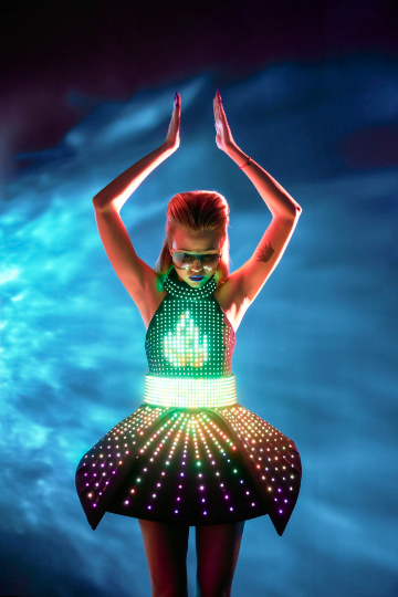 Fashion black LED light up dress EVA for festival - by ETERESHOP