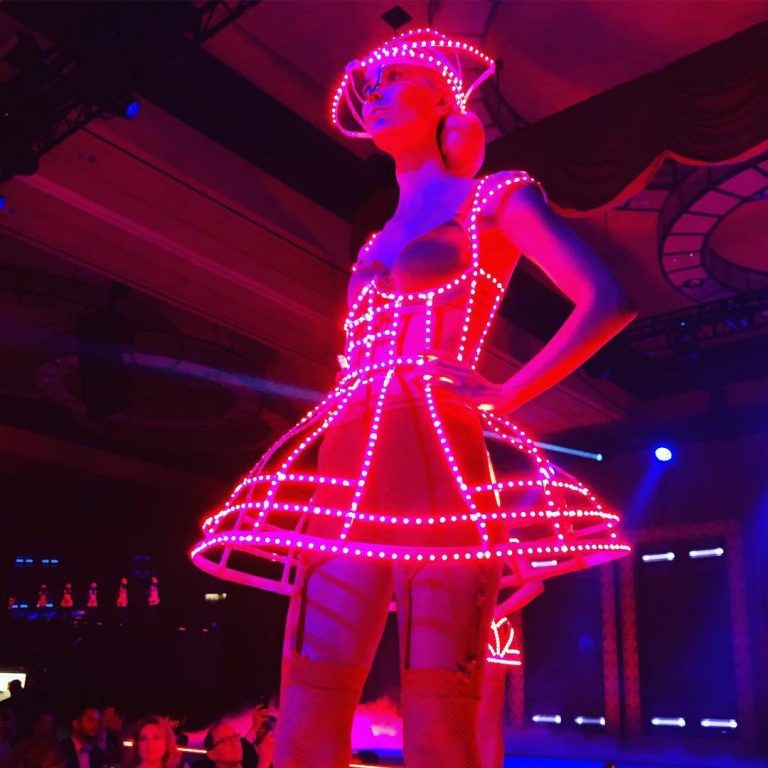 Rave LED light up RED Cage dress + Crown outfit _C28
