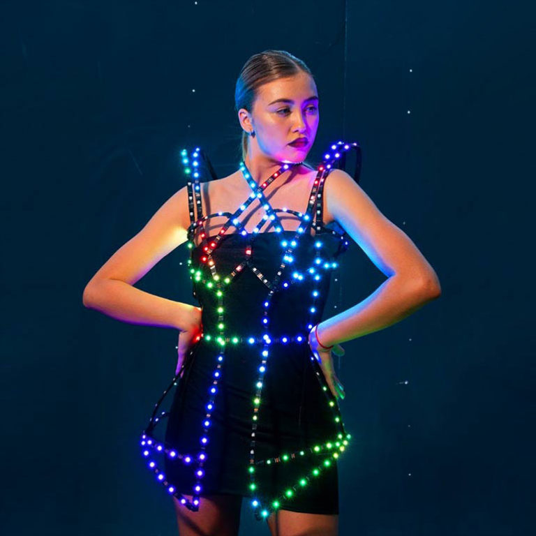 Rave LED light up rainbow Cage dress Cordelia _C23-1 - by ETERESHOP