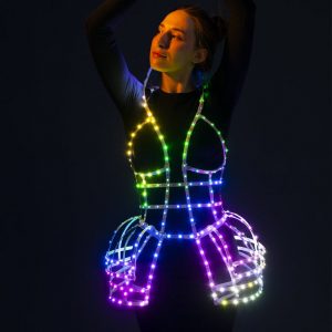 Rave LED light up rainbow Cage dress outfit _C42-1 - by ETERESHOP