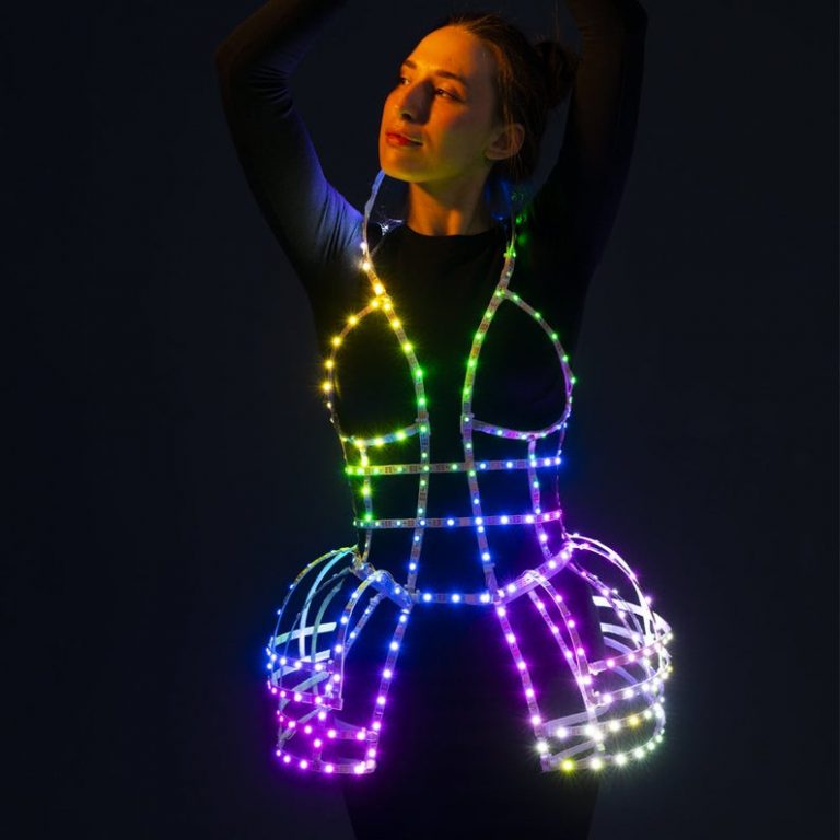 Rave LED light up rainbow Cage dress outfit _C42-1 - by ETERESHOP