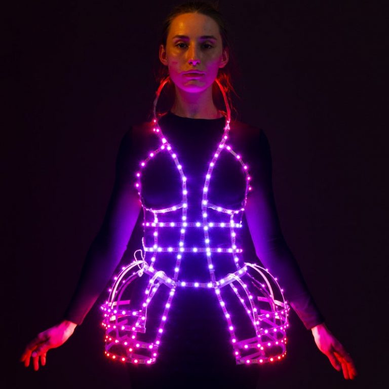 Rave LED light up rainbow Cage dress outfit _C42-1 - by ETERESHOP