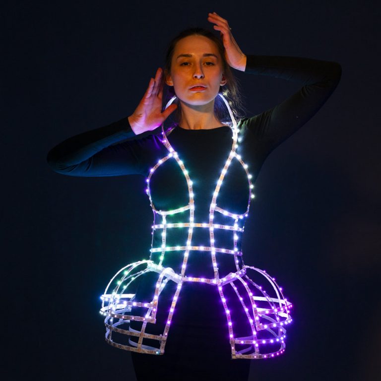 Rave LED light up rainbow Cage dress outfit _C42-1 - by ETERESHOP