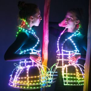 Rave LED light up rainbow Cage dress outfit _C42-1 - by ETERESHOP