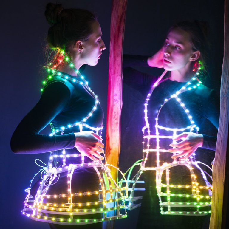 Rave LED light up rainbow Cage dress outfit _C42-1 - by ETERESHOP