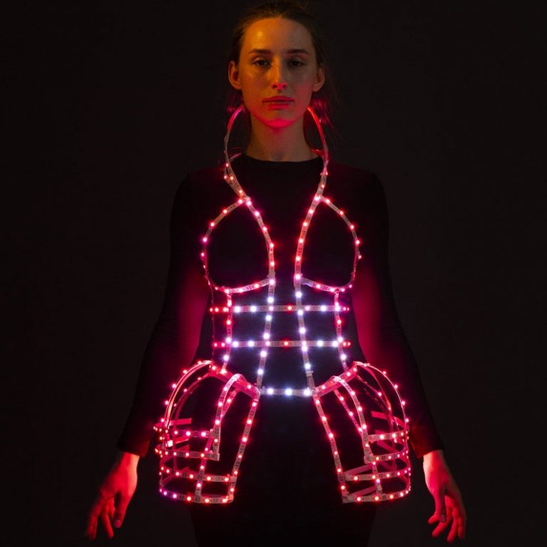 Rave LED light up rainbow Cage dress outfit _C42-1 - by ETERESHOP