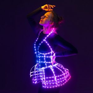 Rave LED light up rainbow Cage dress outfit _C42-1 - by ETERESHOP