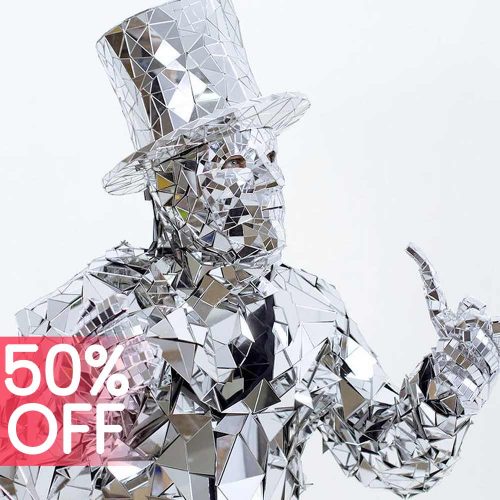 Mirror suit with cylinder - Human statue for live show - by ETERESHOP