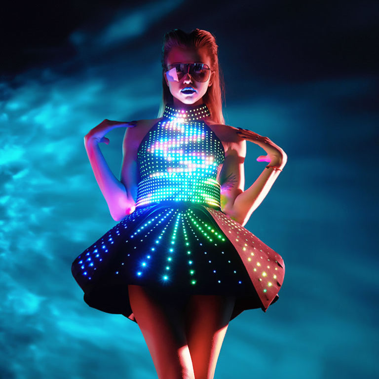 Fashion black LED light up dress EVA for festival - by ETERESHOP