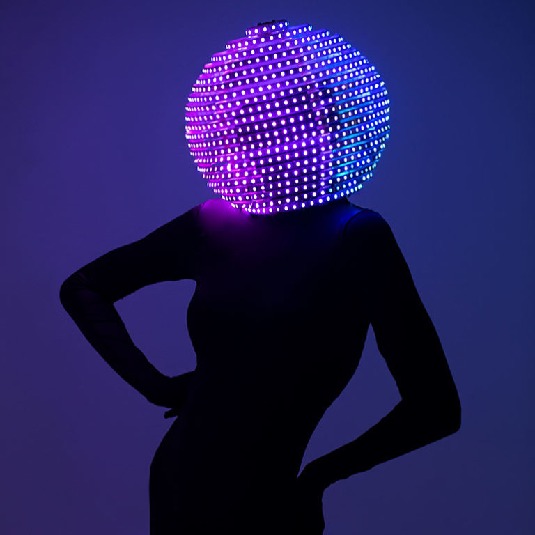 Light up LED Helmet Screen In White Colour _H34-2 by ETERESHOP