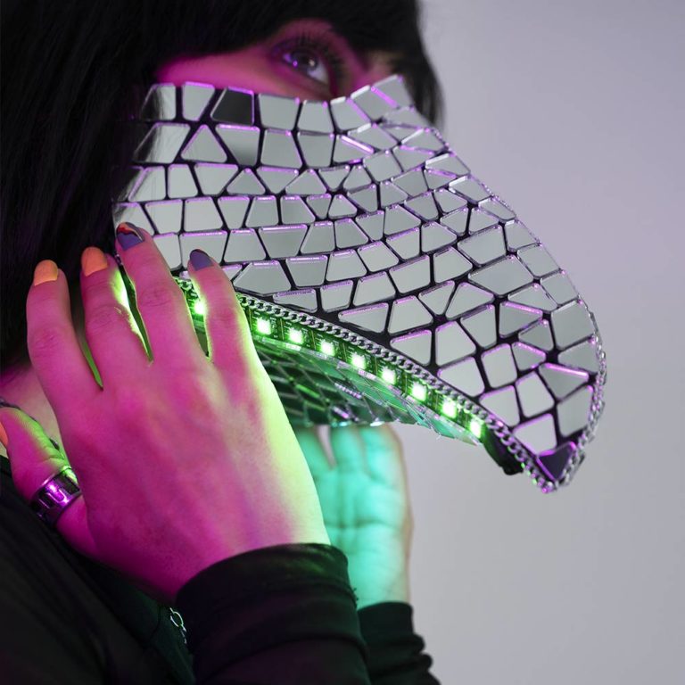 Silver Beak Mask with Mirrors and LEDs for Halloween by ETERESHOP _M110