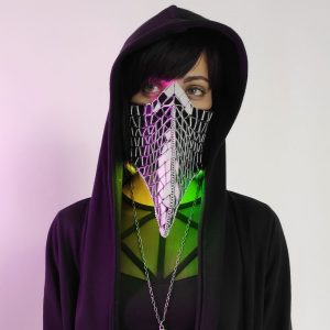 Silver Beak Mask with Mirrors and LEDs for Halloween by ETERESHOP _M110