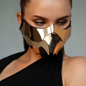 Pale Gold Mirror Low Poly Face Mask by ETERESHOP _M113