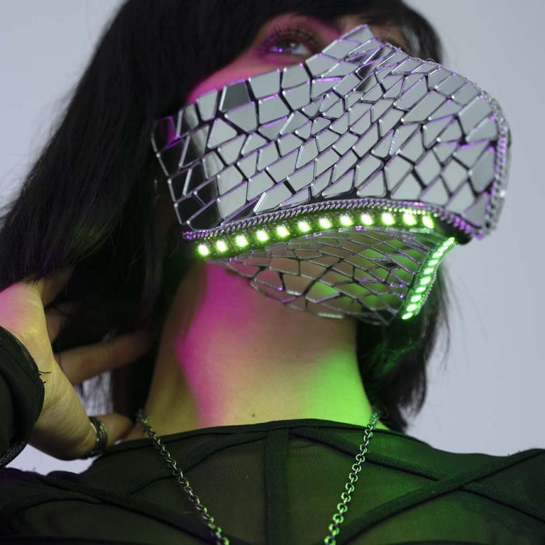 Silver Beak Mask with Mirrors and LEDs for Halloween by ETERESHOP _M110