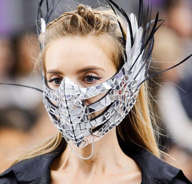 Festival wear silver disco ball glitter sparkly mirror mask with ...