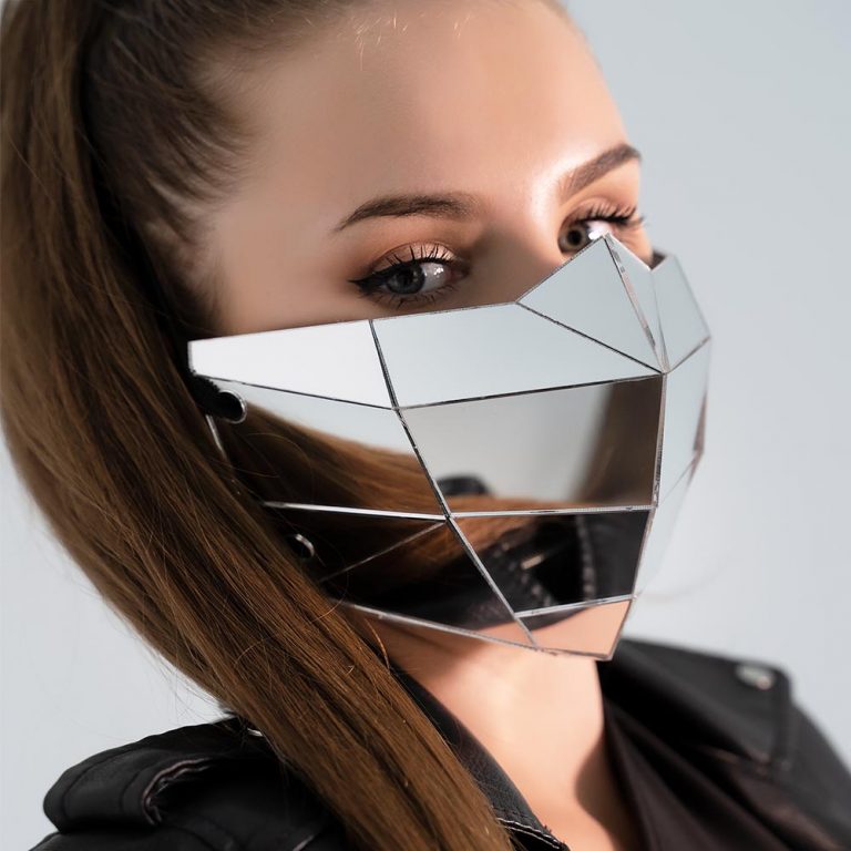 Silver Mirror Face Mask Low Poly Design by ETERESHOP _M108