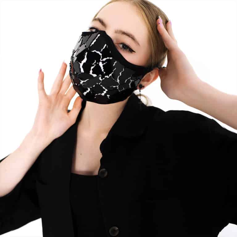 Black Lava Face Mask with Smart LEDs and Сracked Mirror Effect for ...