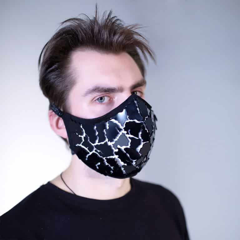 Black Lava Face Mask with Smart LEDs and Сracked Mirror Effect for ...