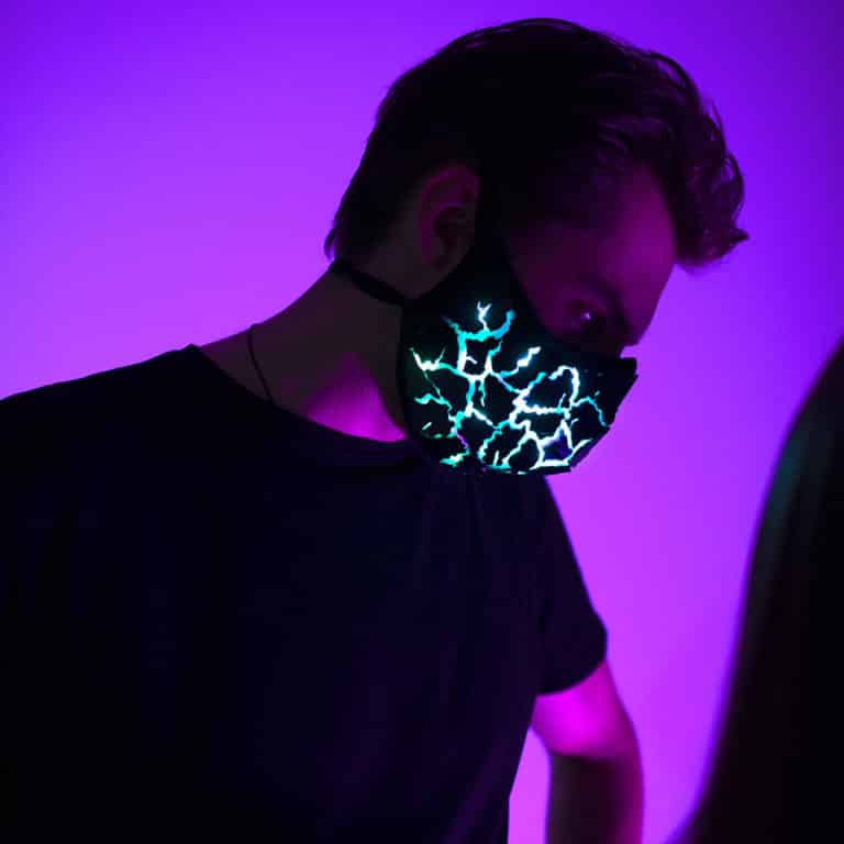 Black Lava Face Mask with Smart LEDs and Сracked Mirror Effect for ...