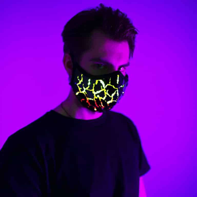 Black Lava Face Mask with Smart LEDs and Сracked Mirror Effect for ...