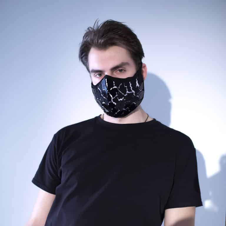 Black Lava Face Mask with Smart LEDs and Сracked Mirror Effect for ...