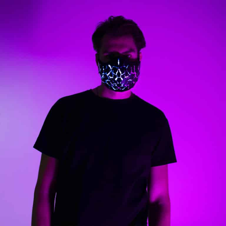 Black Lava Face Mask with Smart LEDs and Сracked Mirror Effect for ...