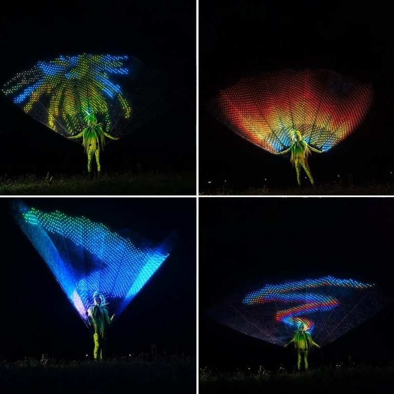 Smart Pixel Peacock Fantail with 2700 LEDs 3.6 Meters High