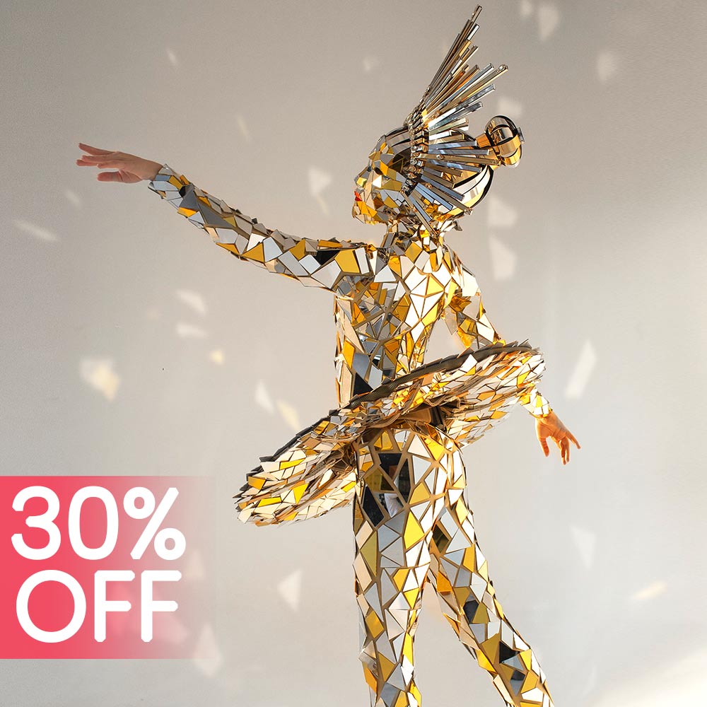 Silver Mirror Modern Dance Ballerina Costume with the LED Tutu _M118