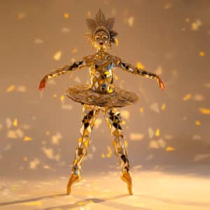 Gold and Silver Mirror Ballerina Costume with a Crown _M135