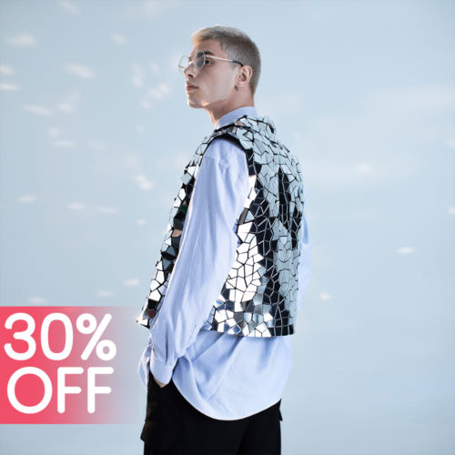 Sequin Disco Ball Silver Mirror Jacket of small mirror pieces _M96-1