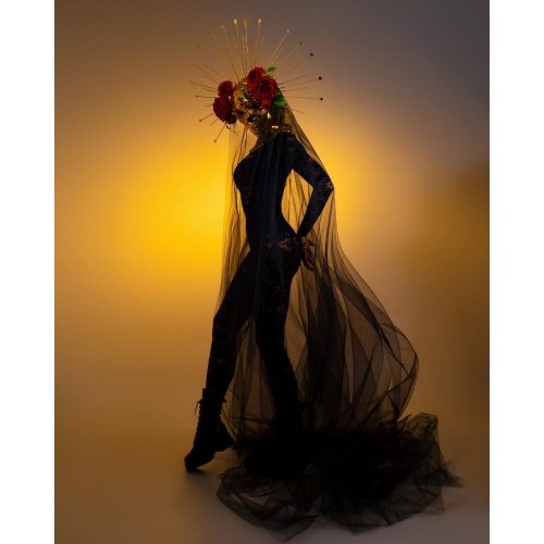 Golden Skull face mirror mask for artists performing on stage