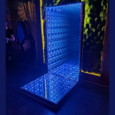 LED Infinity Mirror Dodecahedron Installation, large LED Cube decoration
