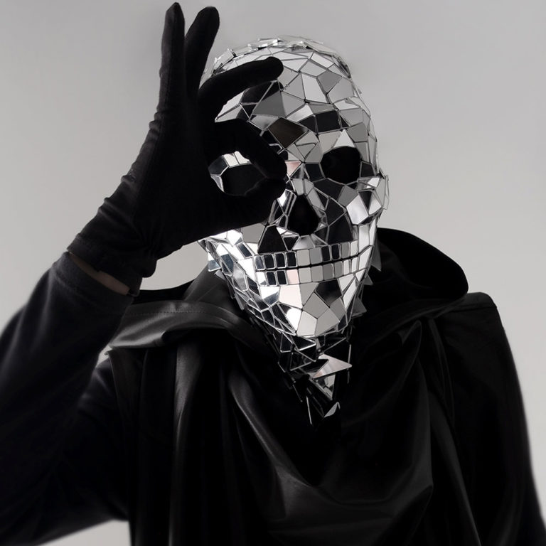 Skull Silver mirror mask/ mens masquerade rave full head edm mask ...