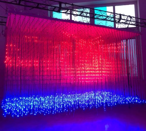 LED Infinity Mirror Dodecahedron Installation, large LED Cube decoration