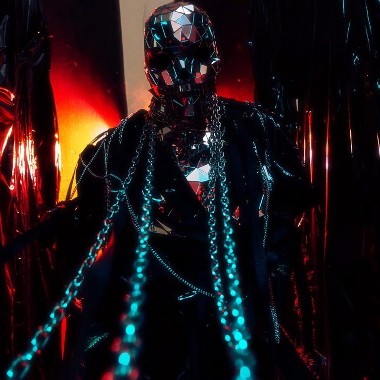 Skull Silver mirror mask for party-goers and artists - by ETERESHOP