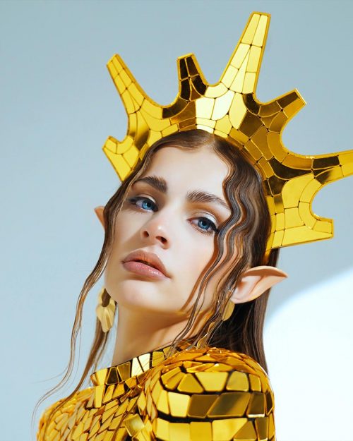 Skull Silver mirror mask for party-goers and artists - by ETERESHOP