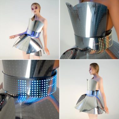 Smart Led Pixel Dress with heart shaped mirrored plastic coverage