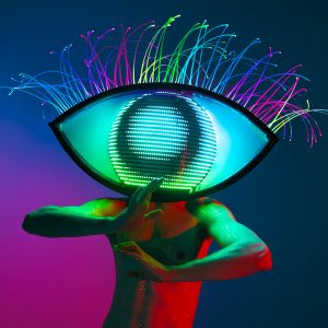 LED Helmet in the Shape of an Eye for Halloween _O32 - by ETERESHOP