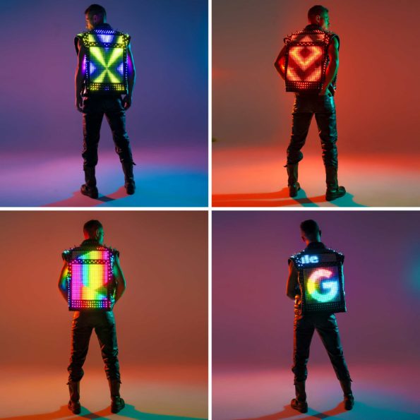 Led biker vest with animation screen and 1812 leds - by ETERESHOP