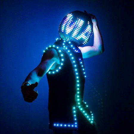 12 ideas of led helmets and light up masks for DJs and going to a party