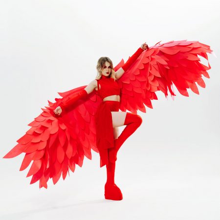 Cosplay Red Angel Wings Costume for Halloween, parties and festivals