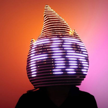 Led light up Screen Helmet "Fire" for performances and parties
