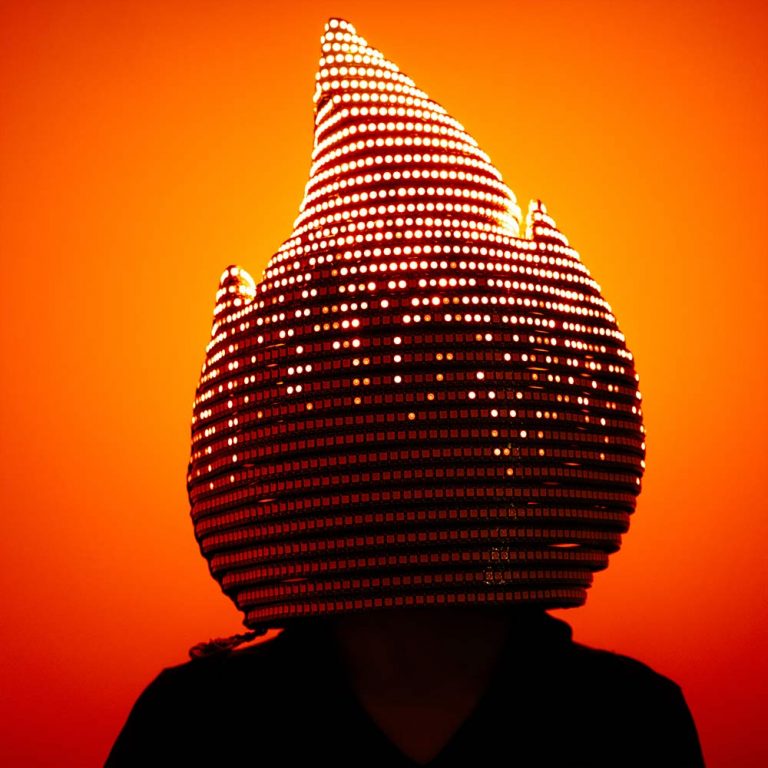 Led light up Screen Helmet "Fire" for performances and parties