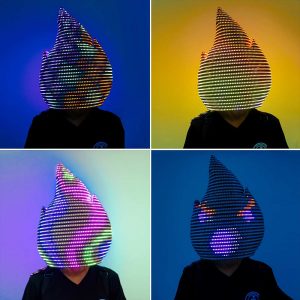 Led light up Screen Helmet "Fire" for performances and parties